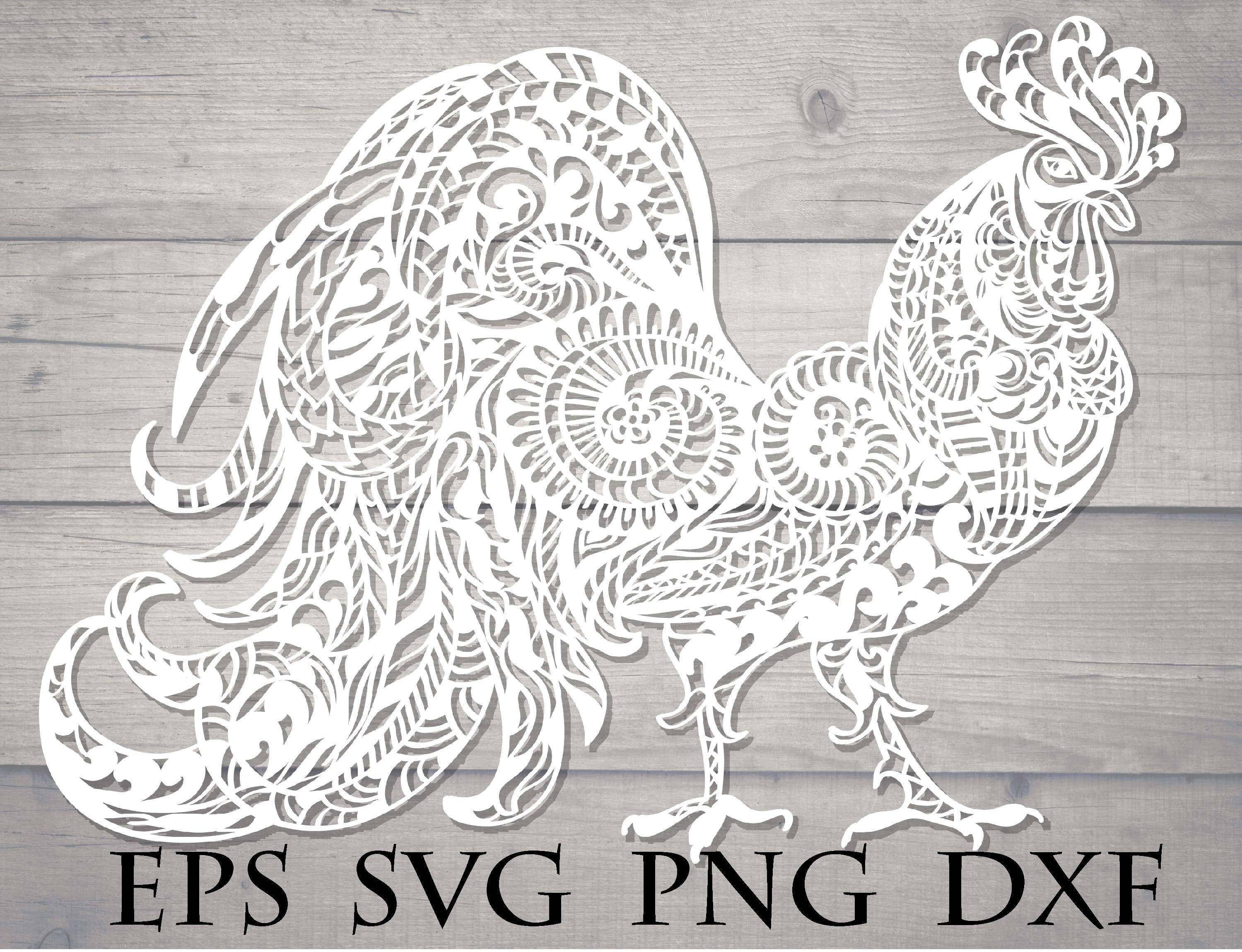 Zentangle rooster svg | Etsy