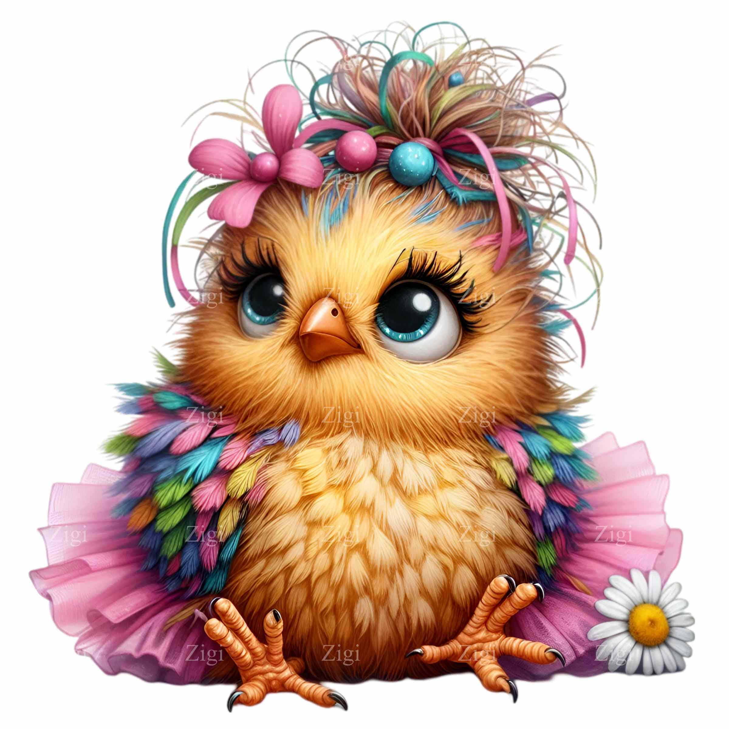 10 PNG Baby Chick Clipart – Spring Bird Illustration With Bow, Nursery ...