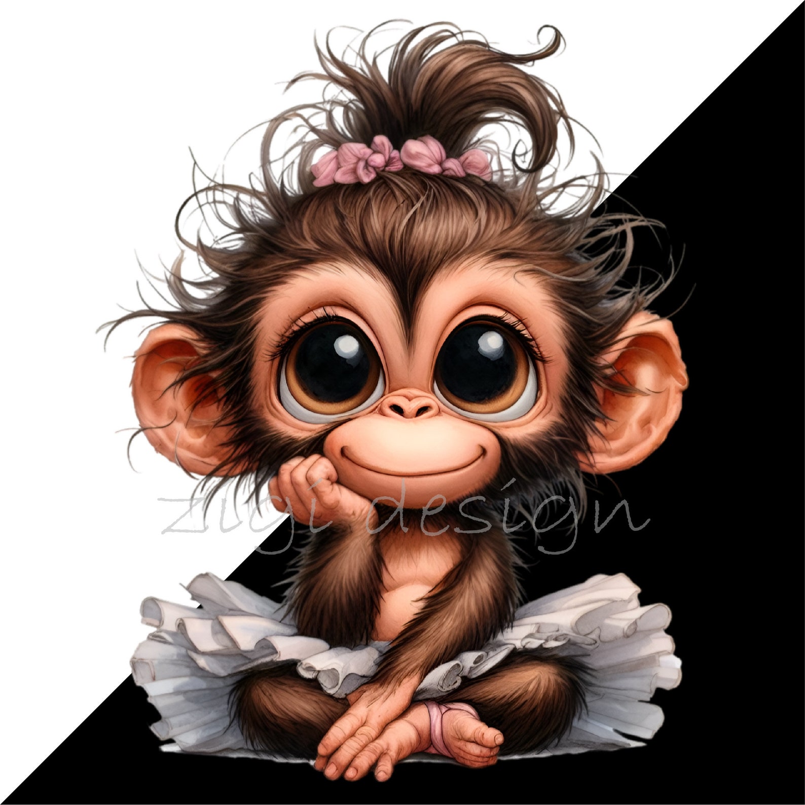 Monkey Ballerina Clipart, Chimpanzee Clip Art, 15 PNG Ballet Dancer ...