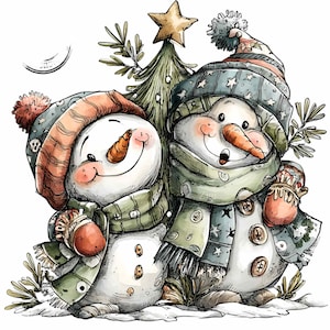 15 PNG Christmas Snowmen – Cute Winter Holiday Clipart – Festive ...