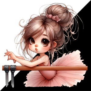 Ballerina Clipart PNG, 15 Girl at Ballet Barre, Pink Tutu Dance ...