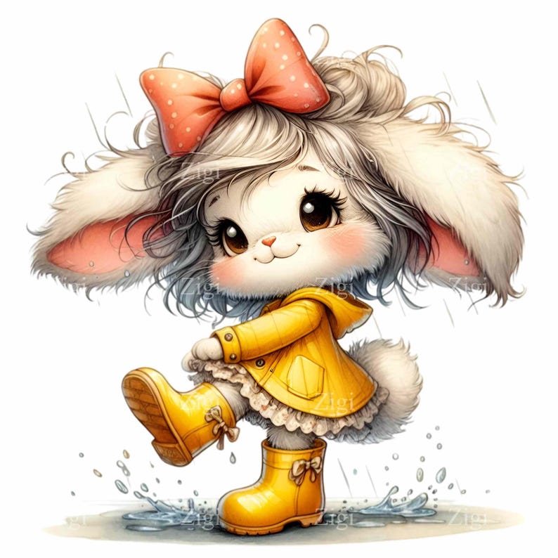 14 PNG Rainy Day Bunny Clipart – Cute Rabbit PNG – Sad Animal ...