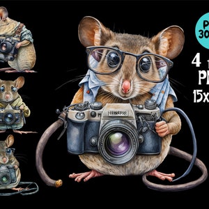 Photographer Clipart PNG Funny Mice Photo Camera Sublimation - Etsy ...