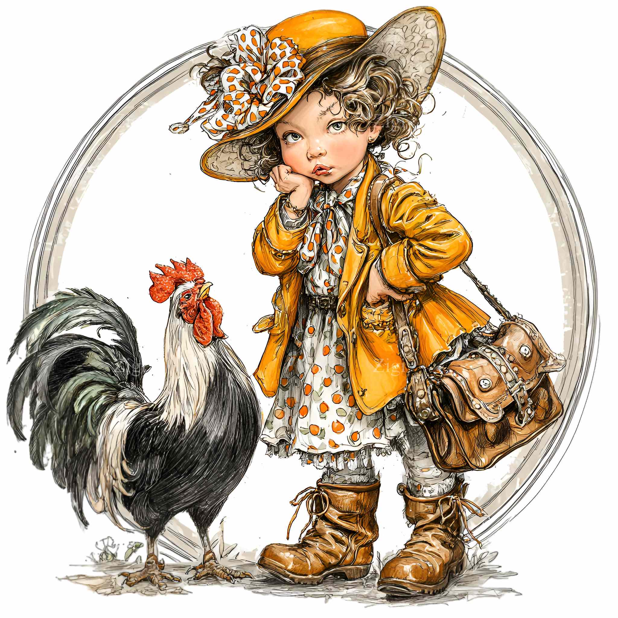 15 PNG Girl With Rooster PNG Clipart – Cute Farm Animal Digital Art for ...