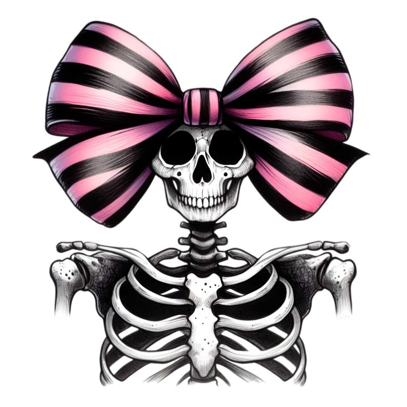 15 PNG Bow Skeleton Clipart – Pastel Goth PNG – Girly Skull With ...