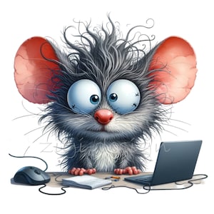 Mouse Office Computer Clipart, 12 PNG Funny Animal Lovers Gift Images ...