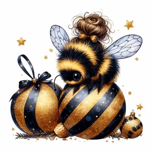 Bee Ballerina PNG Clipart, 14 Cute Bumblebee in Black Tutu on Gold ...