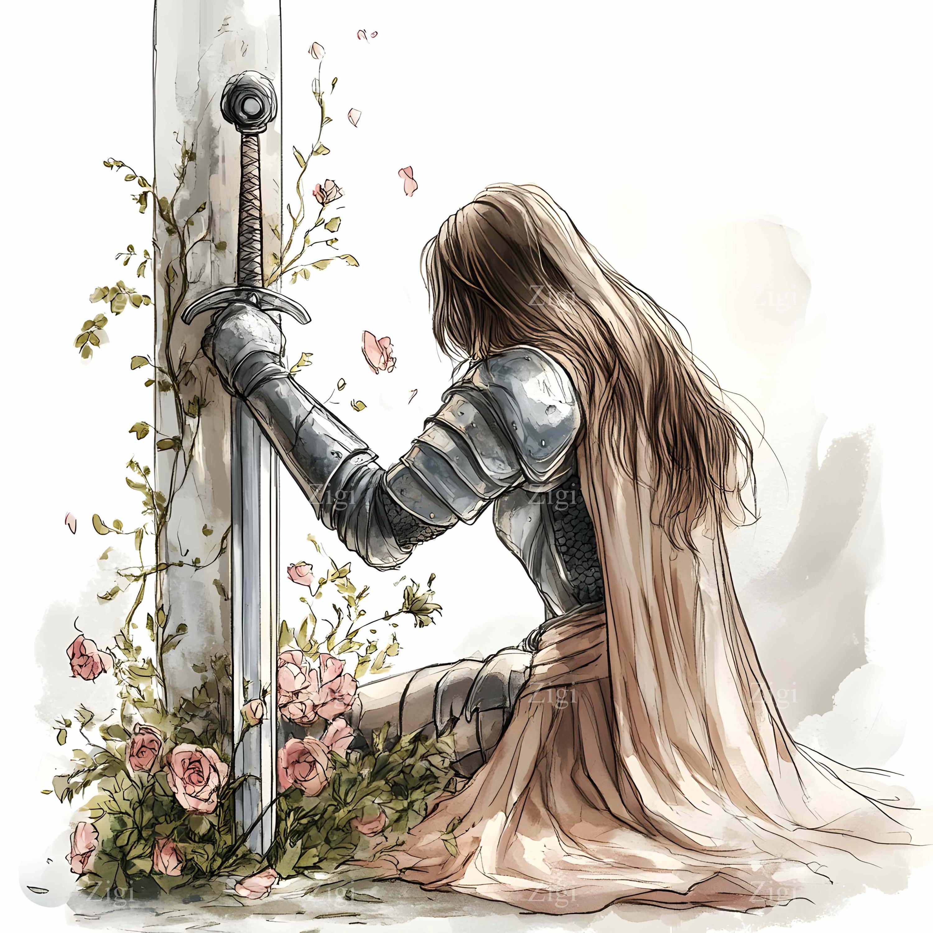 Anime Girl Knight Art
