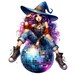 12 Disco Witch PNG – Trendy Halloween Witch Clipart on Mirror Ball With ...