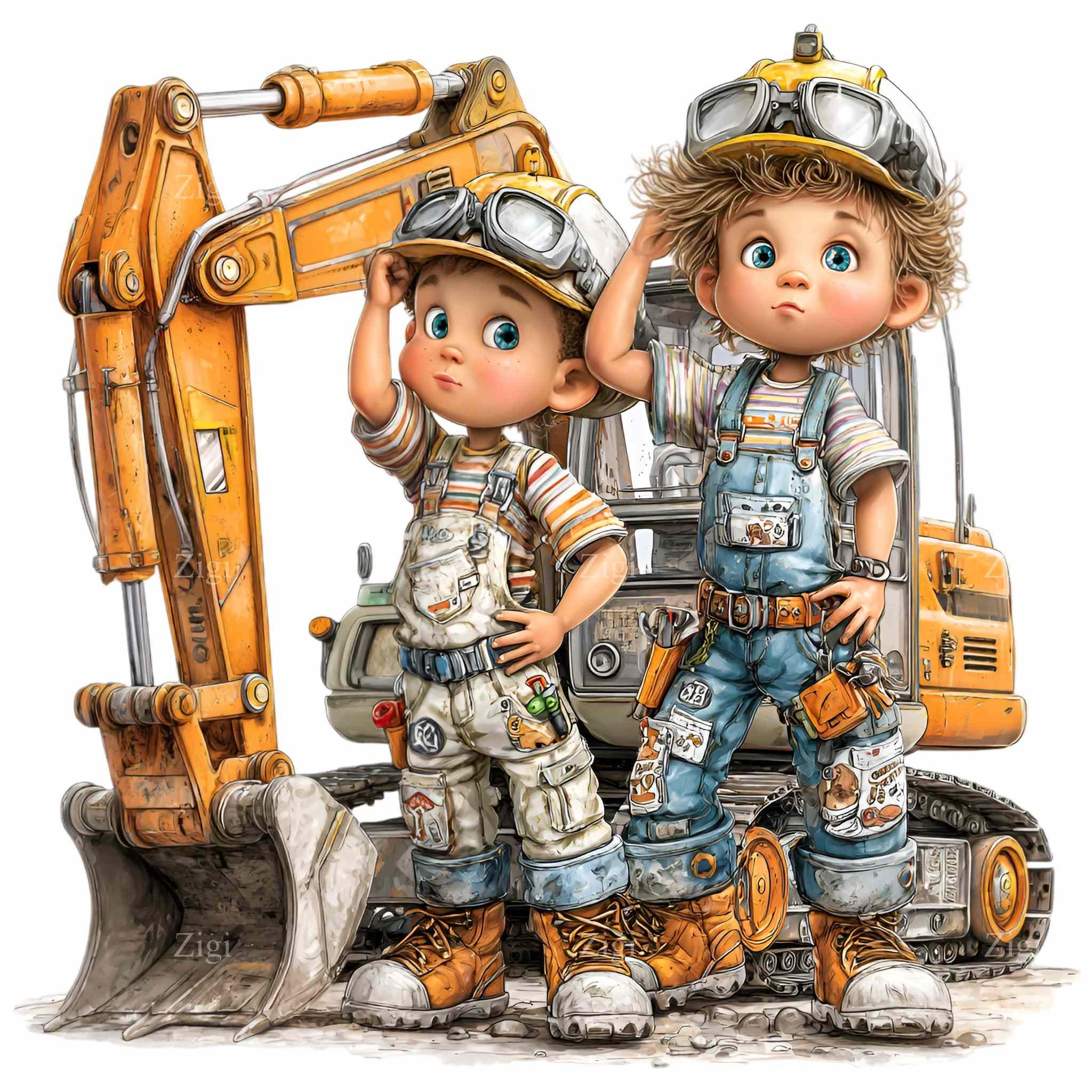 15 PNG Construction Kids Clipart – Excavator Children Illustration ...