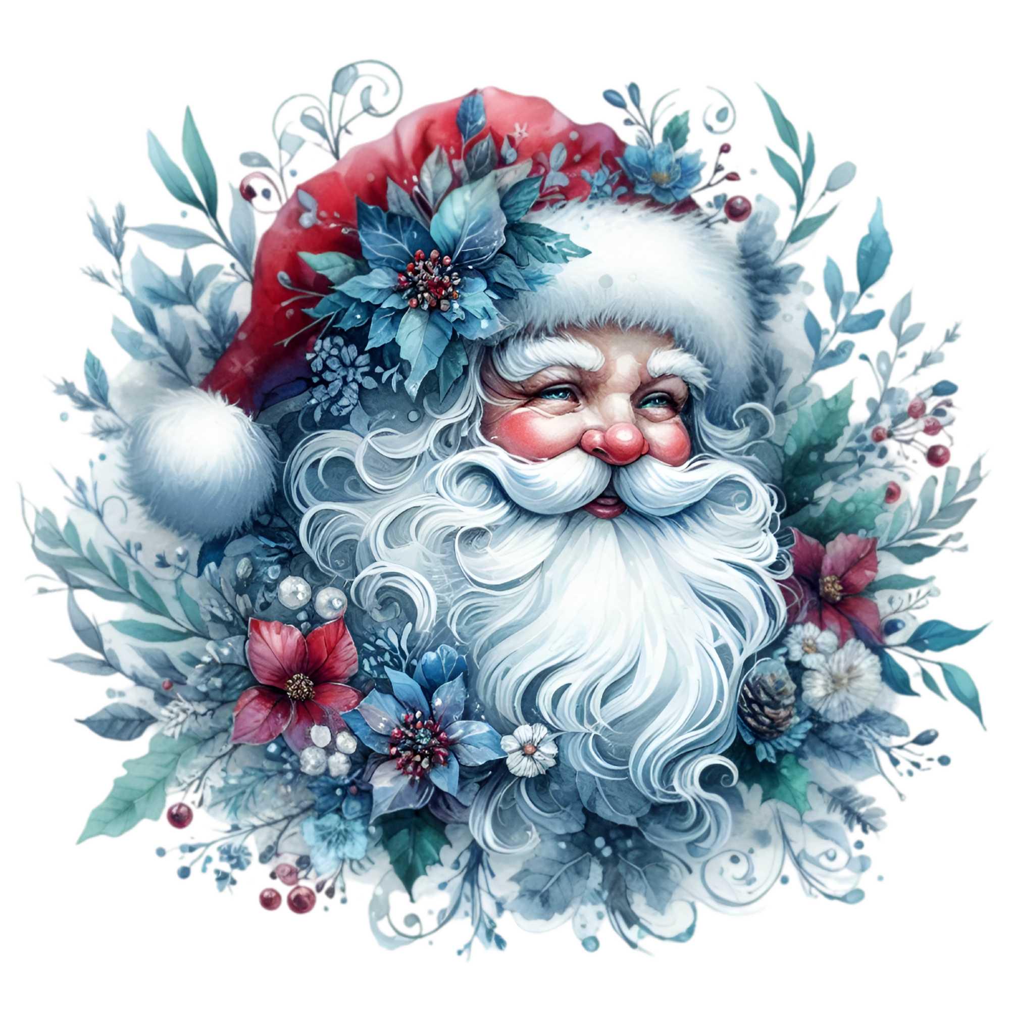 15 Blue Santa Claus Clipart PNG – Vintage Nordic Father Christmas With ...