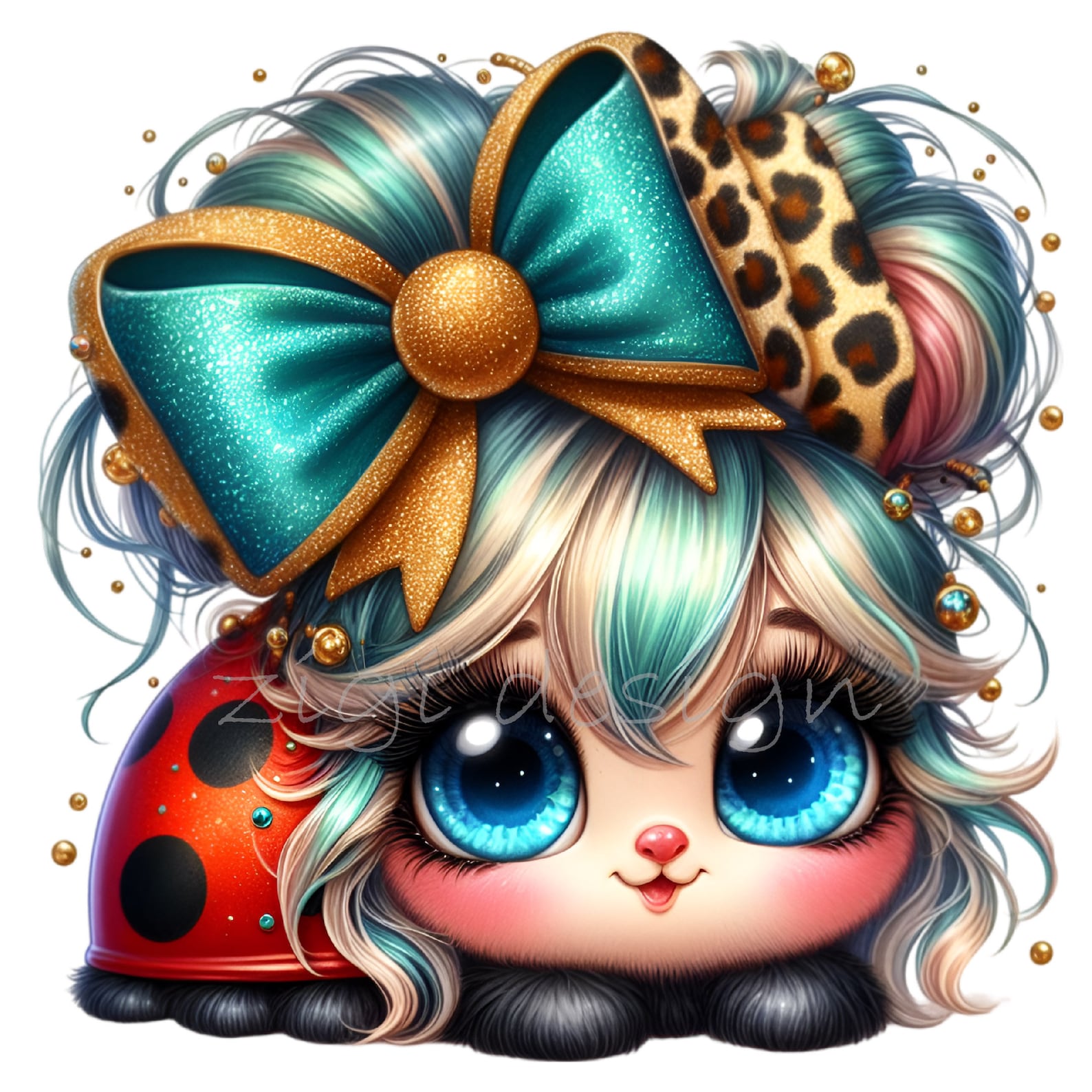 Ladybug Clip Art, Leopard Print Bow Clipart, 15 PNG Animal Print ...