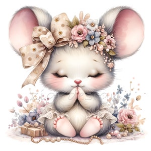 Praying Clipart, Gratitude Clipart, Mouse Clip Art, 12 PNG Girl Angel ...