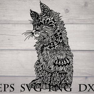 Cat mandala svg animal zentangle svg cat head svg zentangle | Etsy