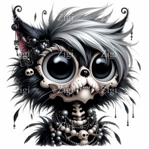 Gothic Halloween Cat Skeleton Clipart, 14 Spooky Cat With Pumpkin PNG ...