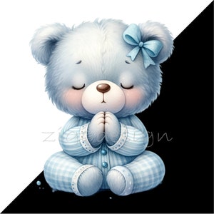 Adorable Praying Bear Clipart Cute Digital Illustration 19 PNG for ...