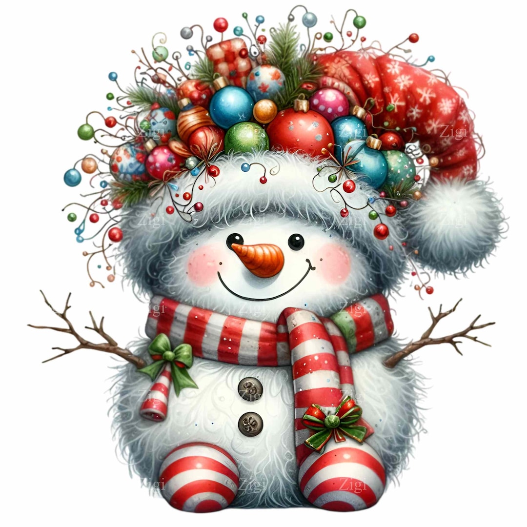 12 PNG Christmas Snowman Clipart – Ornament Hat PNG – Cute Festive ...