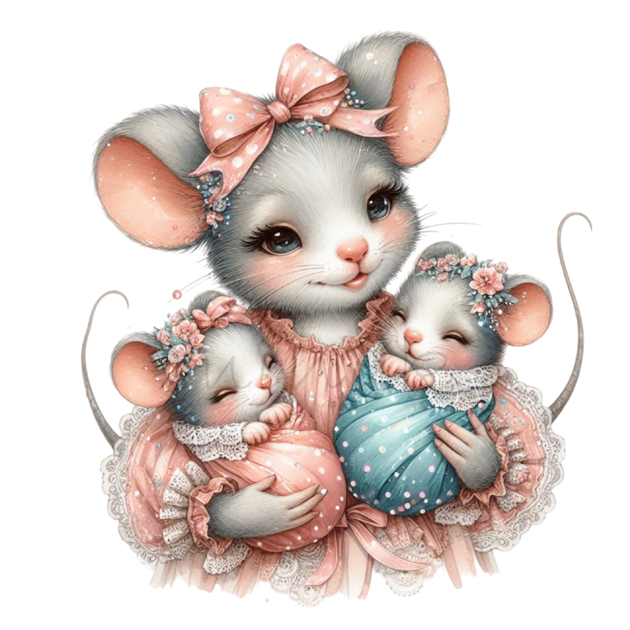 10 PNG Mouse Mother With Babies Animal Clipart, Mother's Day Nursery - Etsy