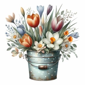 15 Spring Flowers PNG Clipart – Colorful Tulips and Daffodils in Pink ...