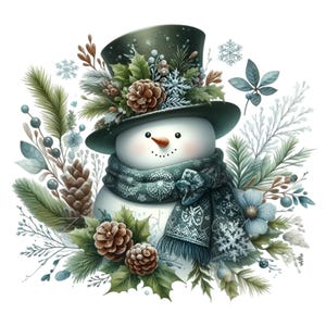 Festive Snowman Clipart PNG, 12 Winter Snowman With Top Hat and ...
