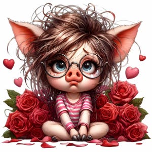Piglet With Roses PNG Clipart 10 Cute Pig With Glasses and Red Roses ...