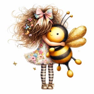 10 PNG Girl Hugging Bee PNG Clipart | Cute Child and Bumblebee ...