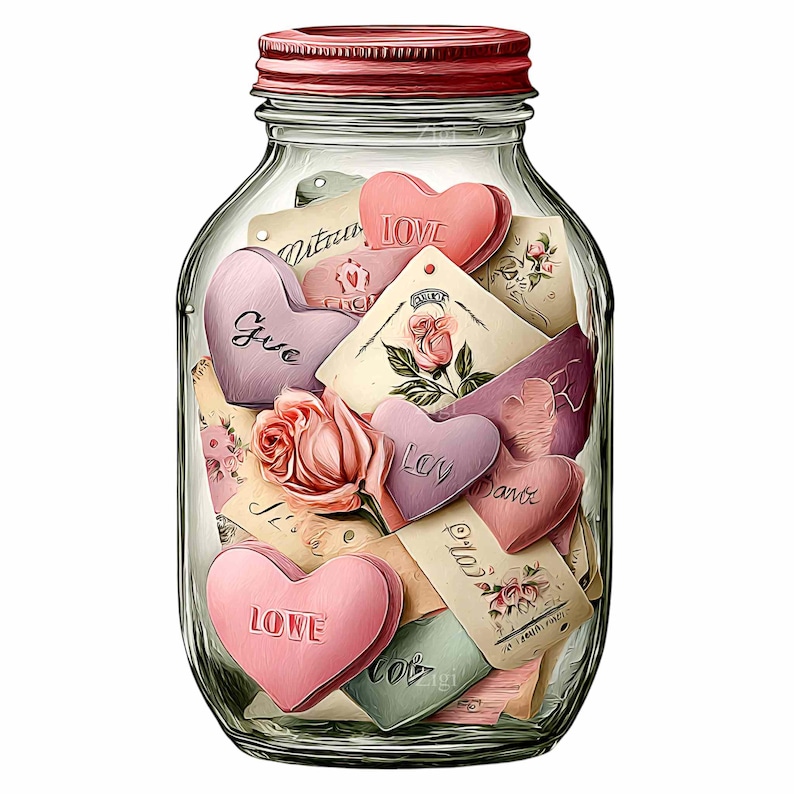 16 PNG Love Heart Jar Clipart – Pastel Candy Hearts Illustration ...