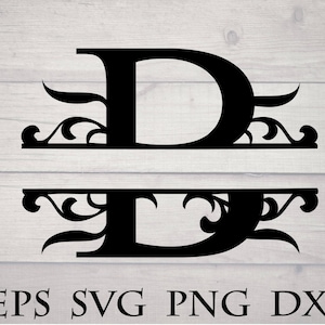 Monogram Split Letter Svg, Divided Initial B Svg Swirl Letter Svg ...