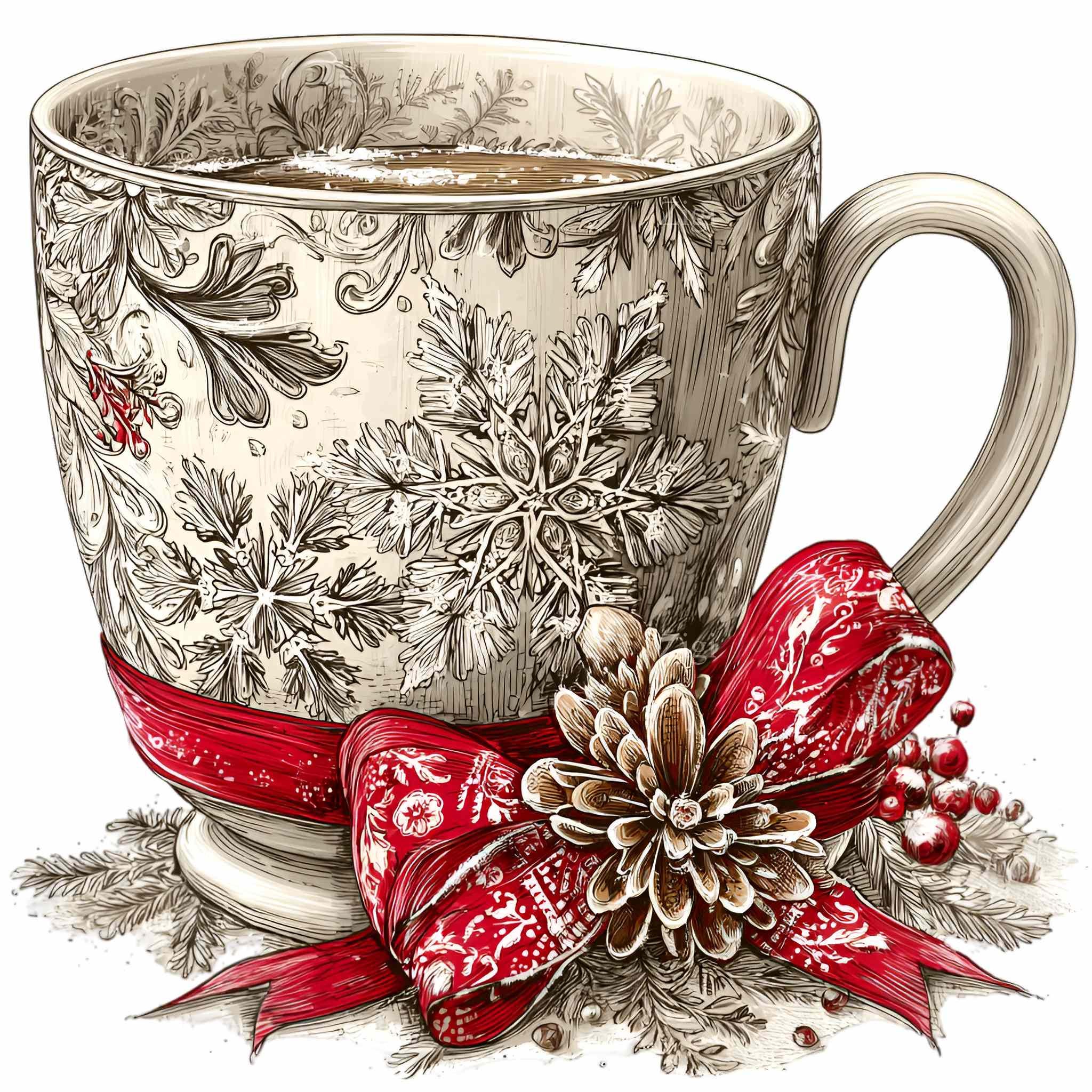 11 PNG Holiday Bow Mug – Christmas Hot Cocoa Cup PNG Clipart for ...