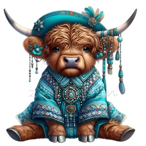 Aztec Clipart, Highland Cow Clip Art, 10 PNG Western Tribal Pattern ...