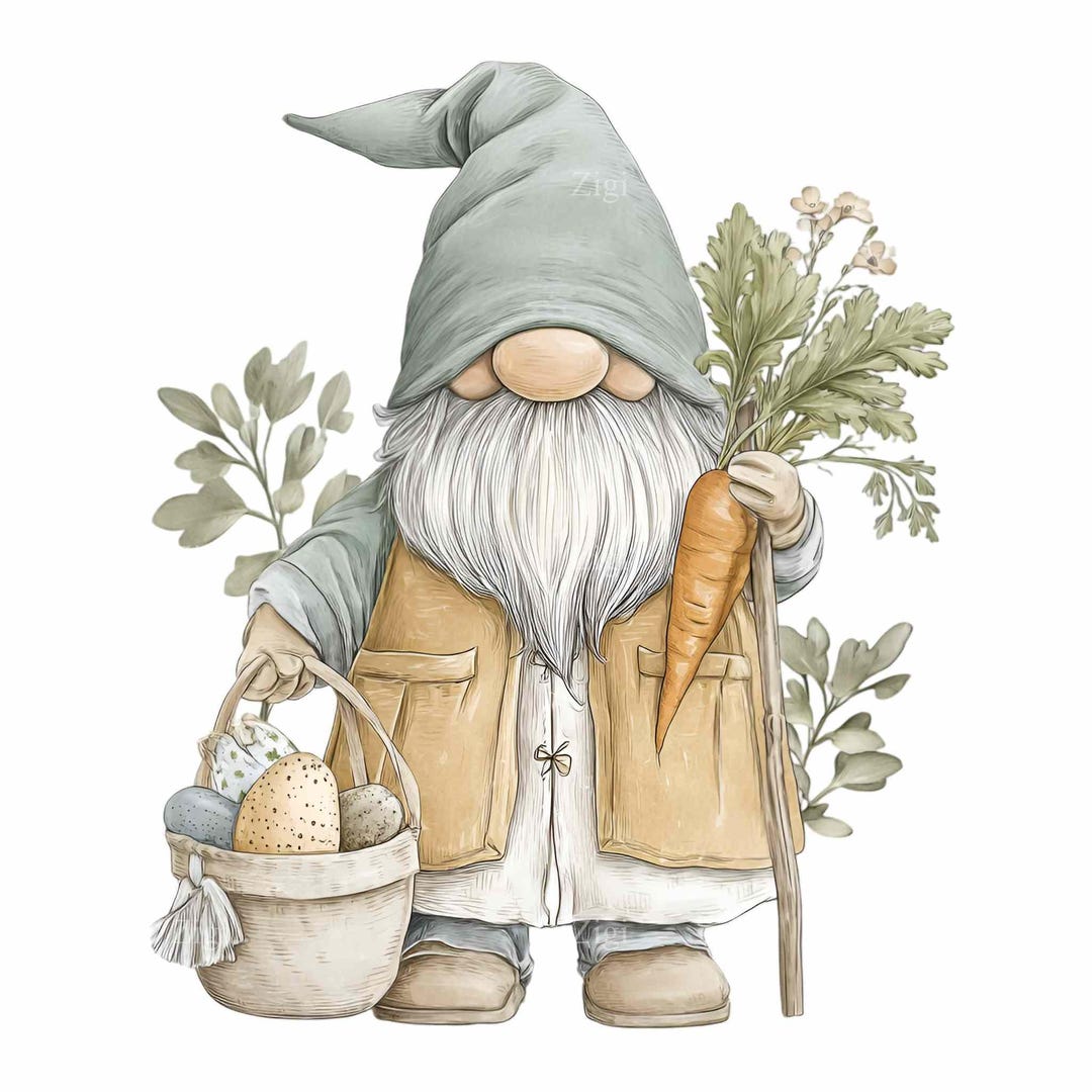 14 PNG Easter Gnome Carrot Clipart, Spring Garden Character ...