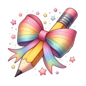 Rainbow Pastel Pencil Clipart With Star Accents 14 Digital PNG for ...