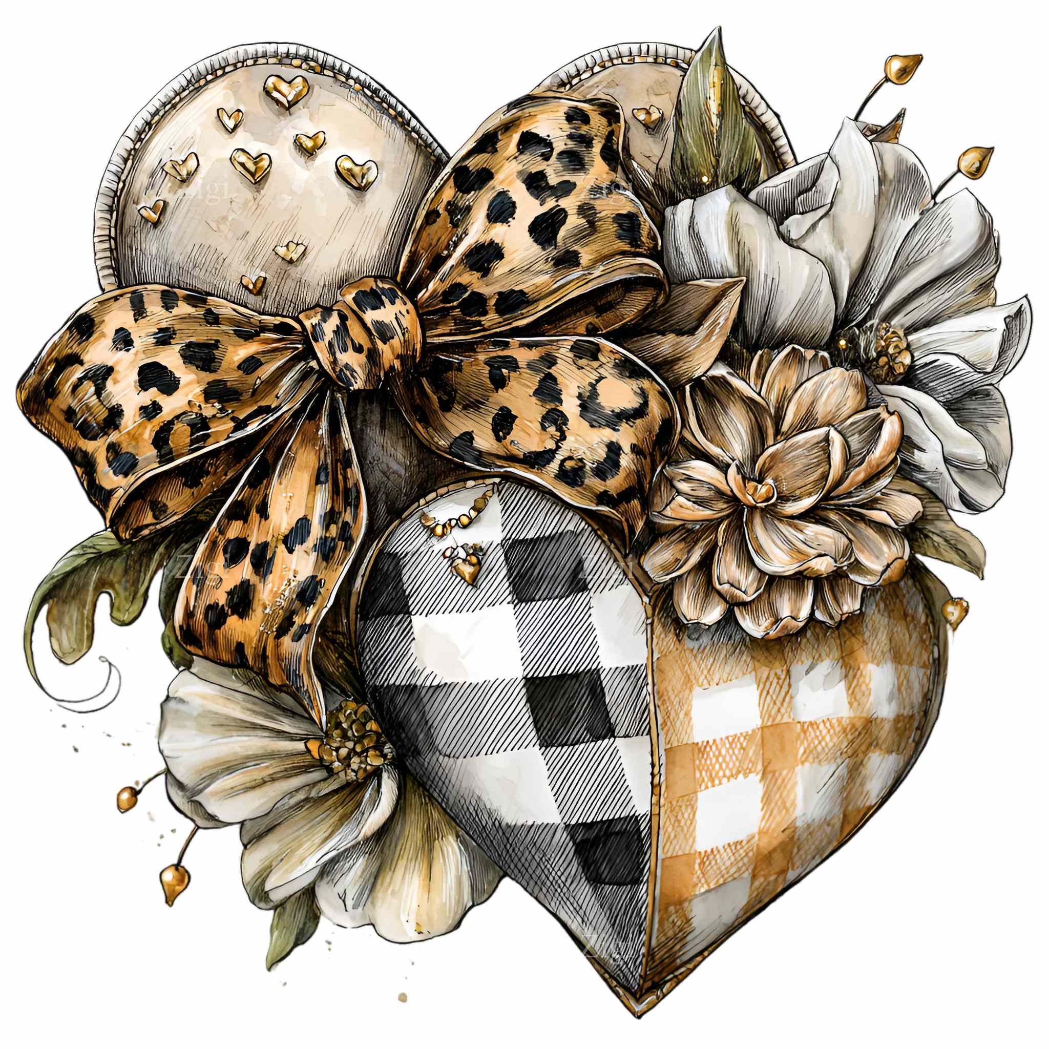15 PNG Leopard Heart Buffalo Plaid Bow Clipart - Etsy