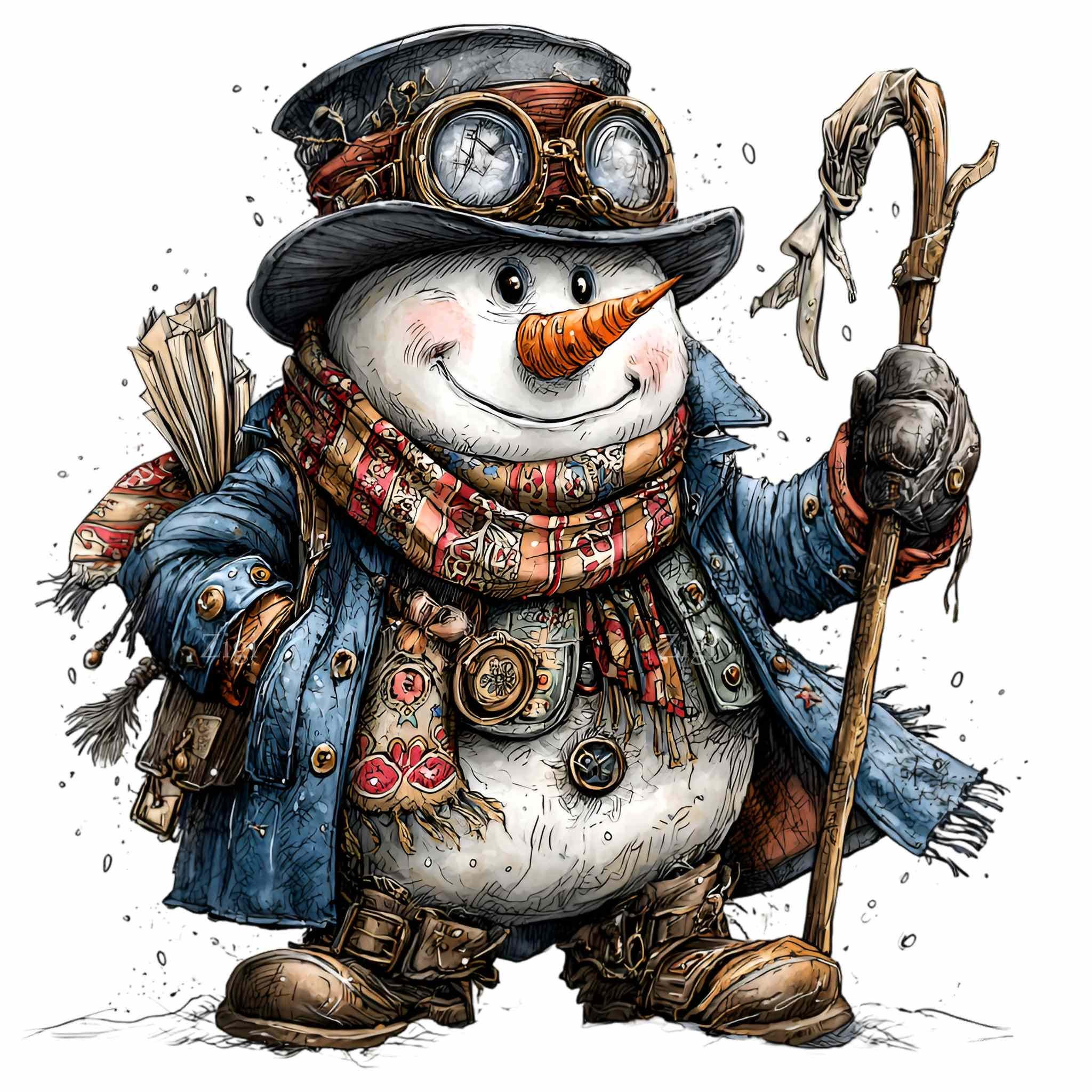 15 PNG Playful Winter Snowman – Vintage Snowman PNG – Fun Holiday ...
