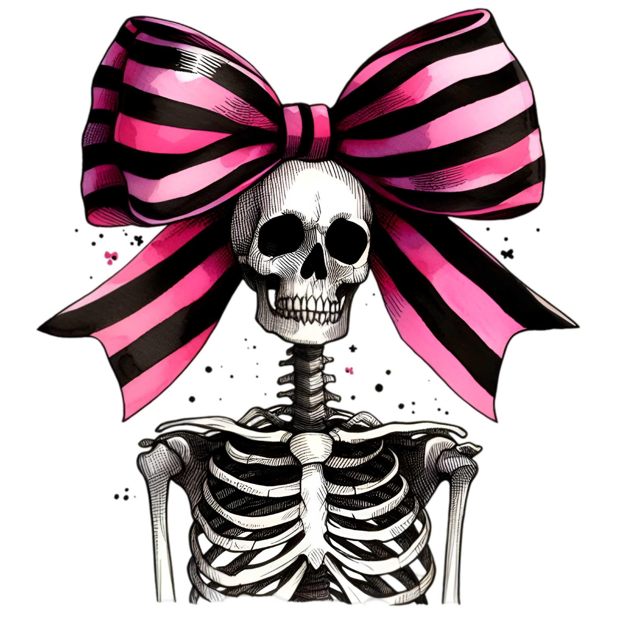 15 PNG Bow Skeleton Clipart – Pastel Goth PNG – Girly Skull With ...