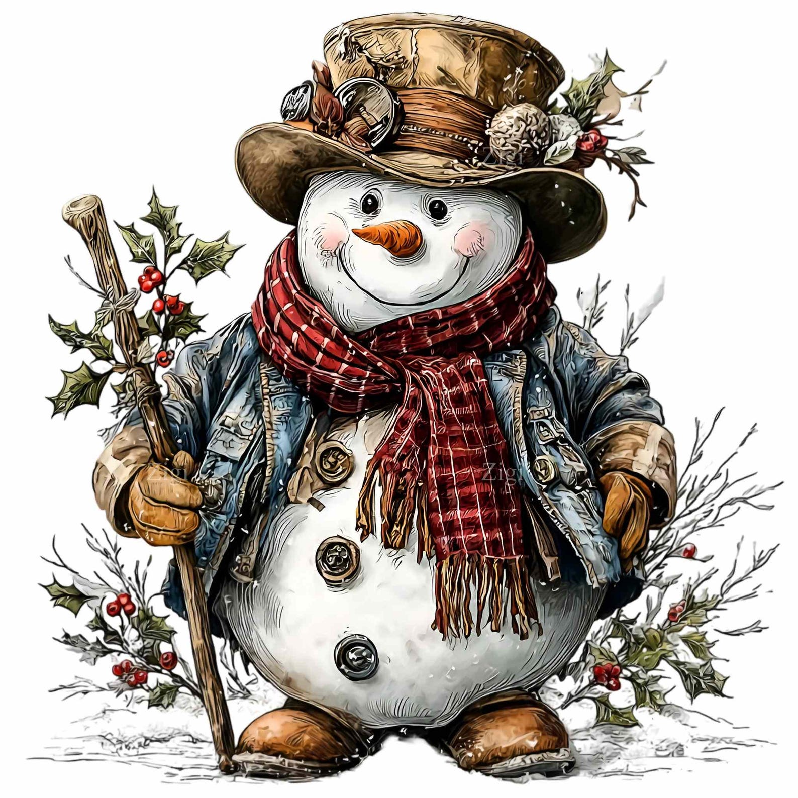 12 PNG Rustic Snowman Clipart – Vintage Christmas PNG for Farmhouse ...
