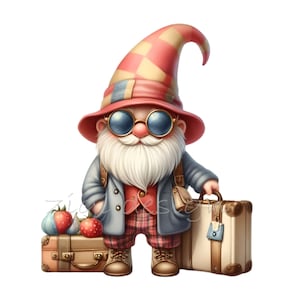 10 PNG Adventure Gnome Art – Travel Gnome PNG Clipart – Cute Wanderer ...