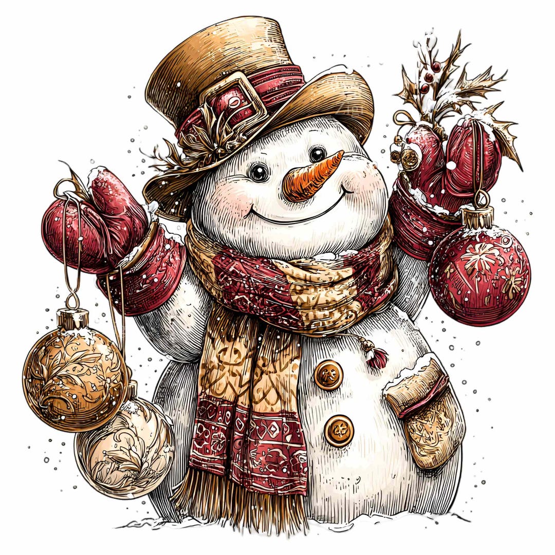 12 PNG Red Christmas Snowman Clipart – Festive PNG With Ornaments ...