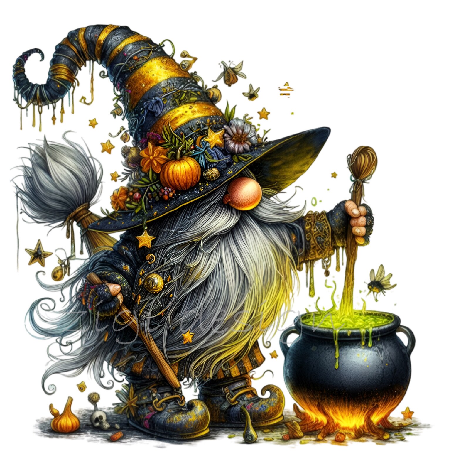 15 PNG Halloween Gnome Wizard – Magic Gnome PNG – Funny Spooky Clipart ...