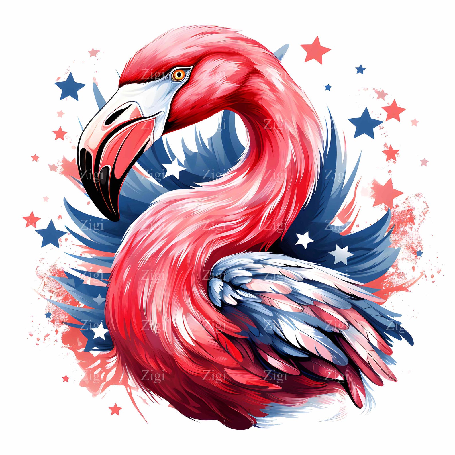 18 JPG USA Flamingo Digital Art, American Flag Bird Sublimation ...