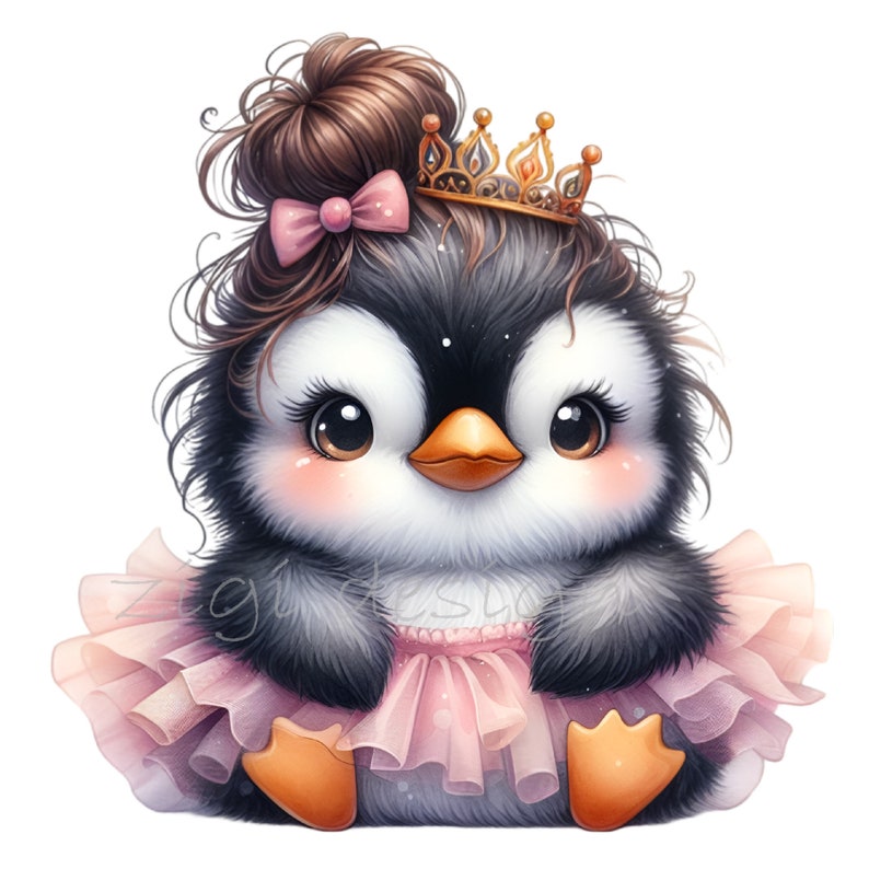 10 PNG Princess Penguin Clipart – Ballet Tutu Penguin Illustration for ...