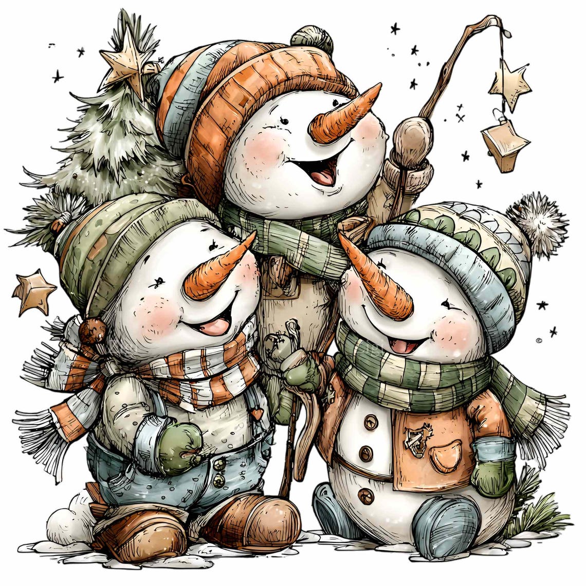10 PNG Christmas Snowmen Clipart – Cute Winter Holiday PNG – Festive ...
