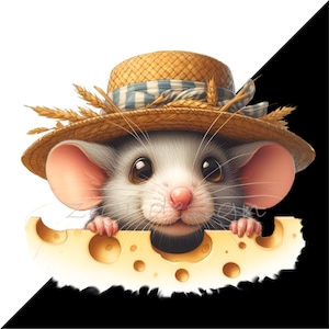 Cheese Clipart, Mouse Clip Art, 12 PNG Mouse Cheese Watercolor, Junk ...