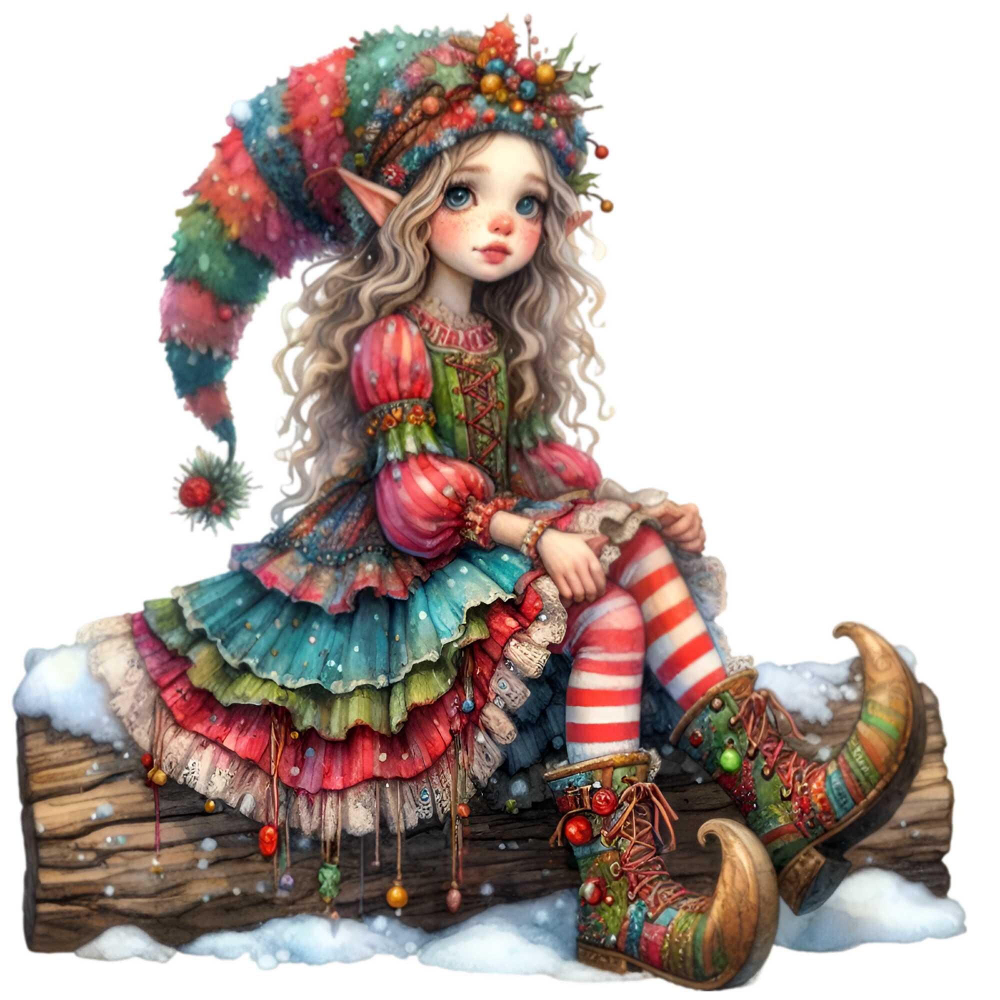 15 PNG Christmas Elf Clipart – Holiday Girl Illustration Snowflakes ...