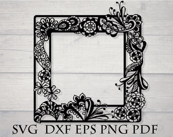Floral Square Svg - Etsy