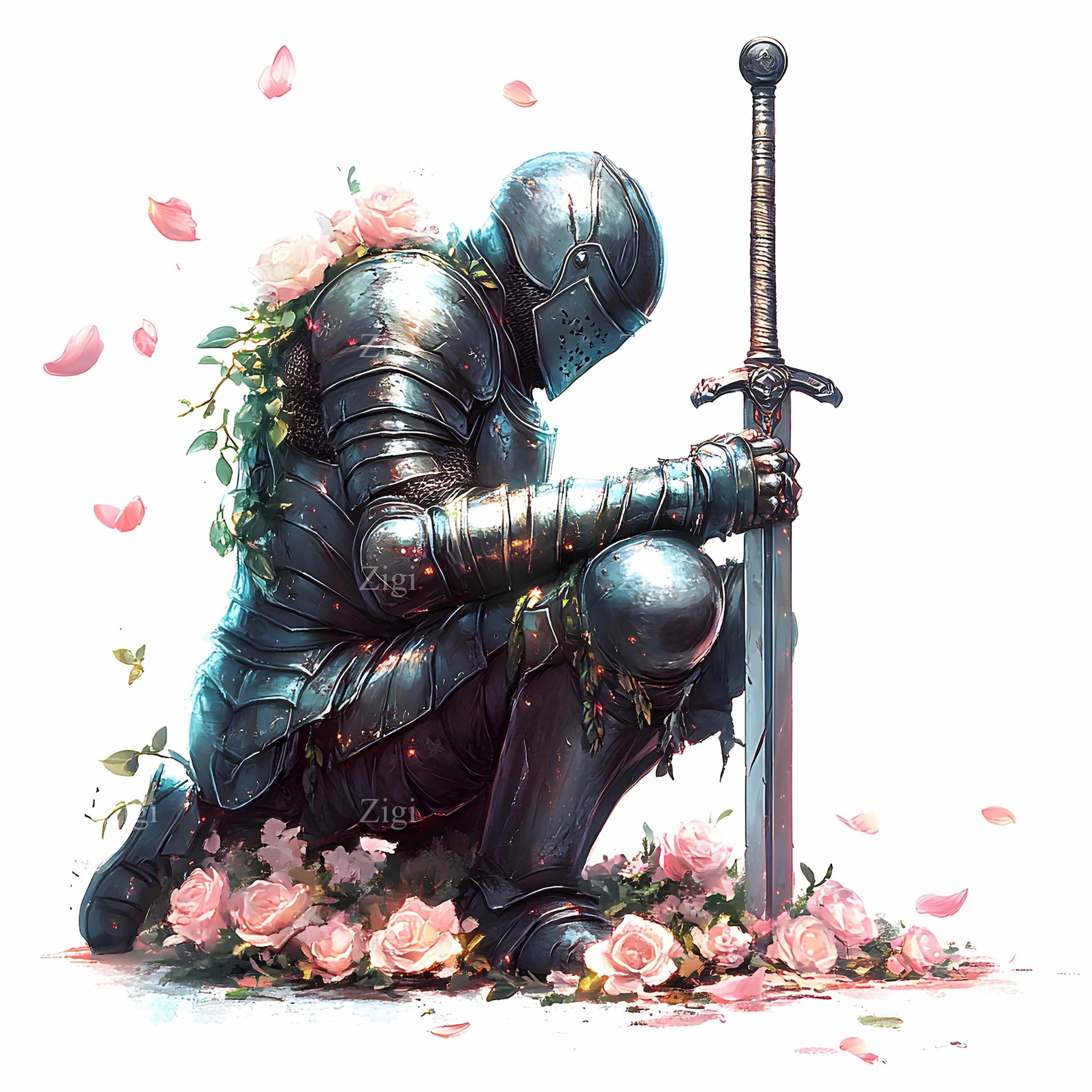 23 JPEG Kneeling Knight Art – Medieval Warrior JPG Clipart – Fantasy ...