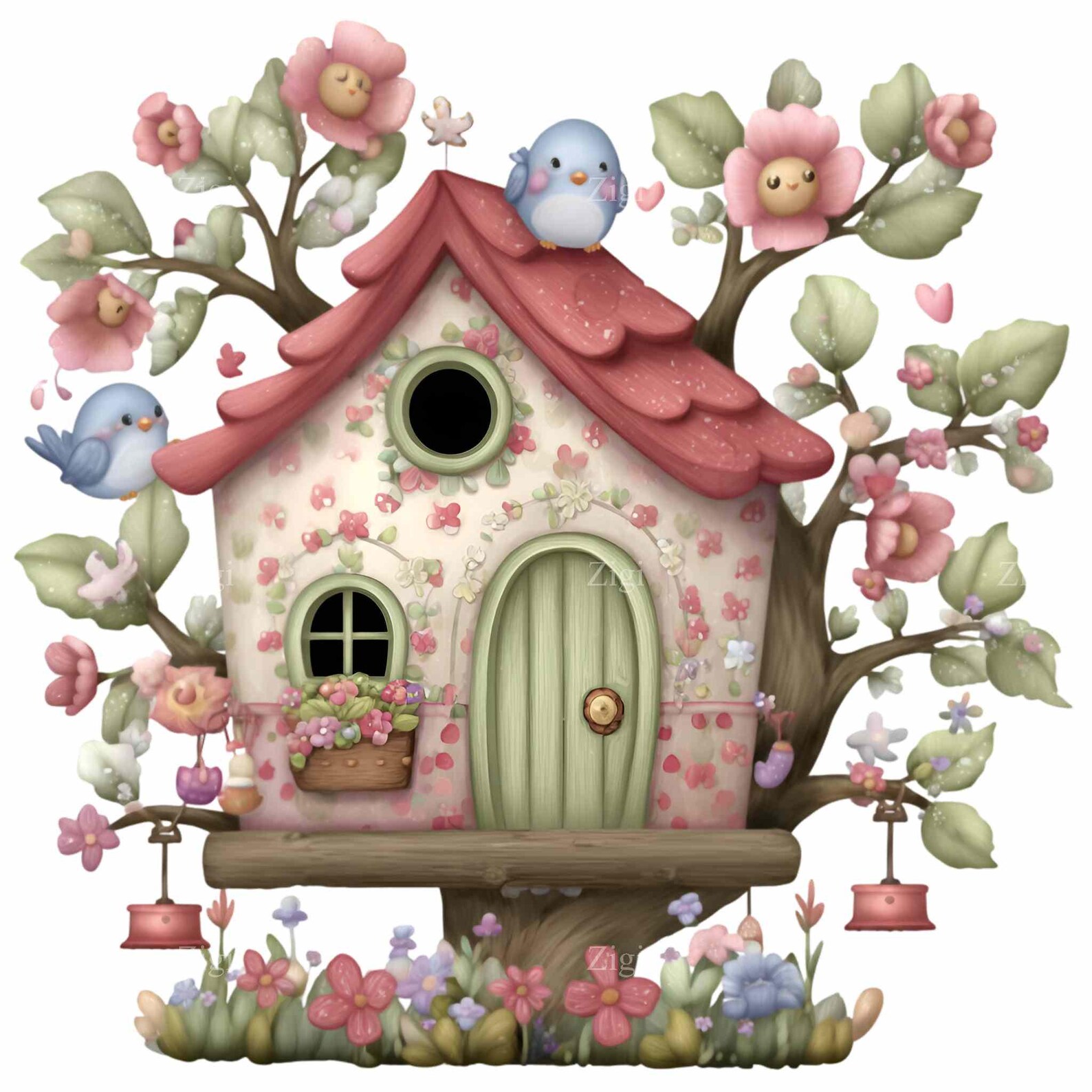 16 PNG Aesthetic Birdhouse Clipart – Cute Bird House PNG – Pastel ...