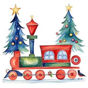 Christmas Train Clipart, 20 Cute Holiday Locomotive PNG, Festive Gift ...