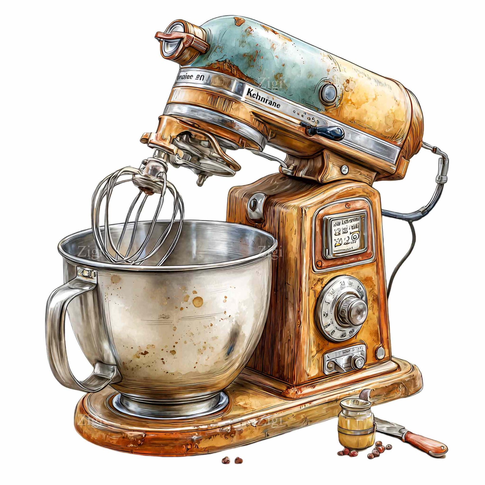 15 PNG Vintage Stand Mixer Clipart, Watercolor Kitchen Appliance ...