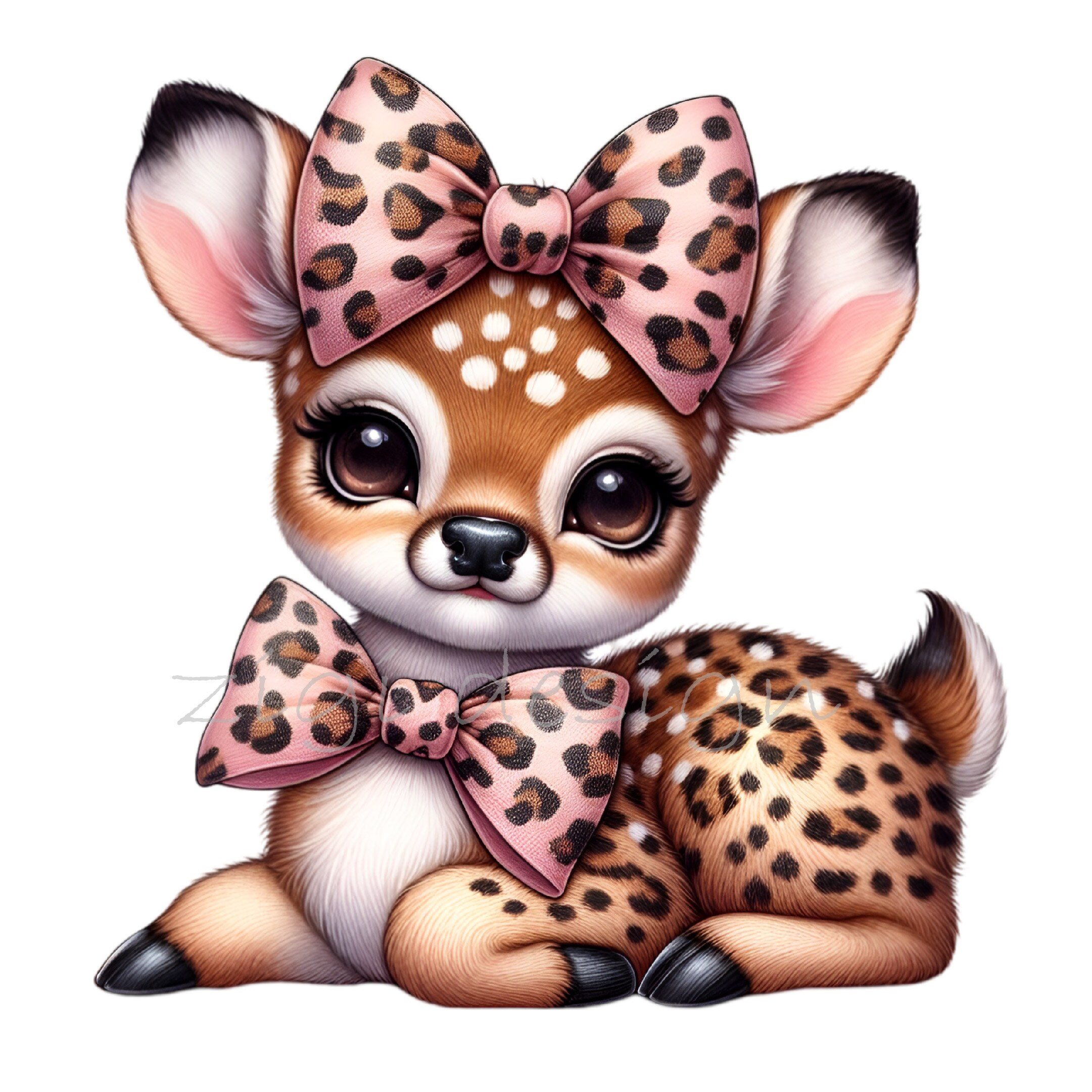 15 PNG Baby Deer Clipart, Fawn With Leopard Bow - Etsy